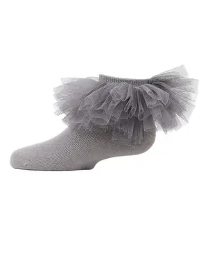 MEMOI Oversized Tutu Ballerina Anklet Socks - Gray
