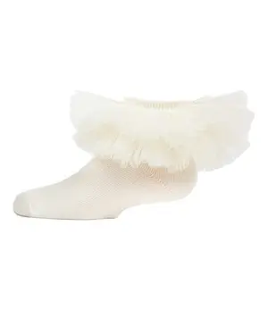 MEMOI Oversized Tutu Ballerina Anklet Socks Winter White