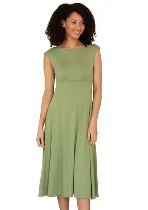 ALIE STREET LONDON Luna Boat Neck Floral Midi Dress - Pistachio