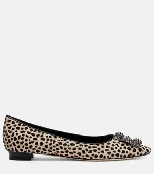 Manolo Blahnik Hangisi Calf Hair Ballet Flats