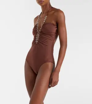 ADRIANA DEGREAS Solid Halterneck Swimsuit