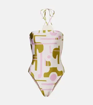 ADRIANA DEGREAS Balearic Halterneck Swimsuit - Multicoloured