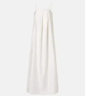 ADRIANA DEGREAS Solid Voluminous Draped Cotton Maxi Dress