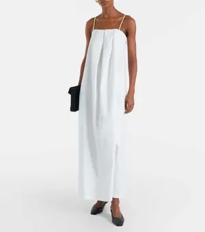 ADRIANA DEGREAS Solid Voluminous Draped Cotton Maxi Dress
