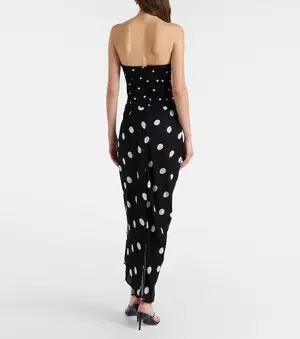 ADRIANA DEGREAS Polka-dot Draped Midi Dress