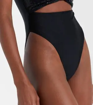 ADRIANA DEGREAS Cutout Sequin Embellished One Piece Swimsuit