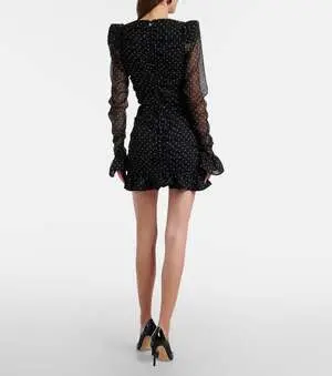 ROTATE BY BIRGER CHRISTENSEN Torana Polka-dot Ruched Minidress