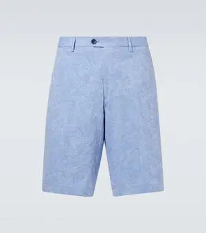 Etro Paisley Cotton Bermuda Shorts - Blue