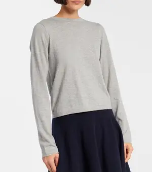 Extreme Cashmere N°451 Cotton And Cashmere Long Sleeve Top - Grey