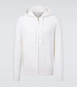 ALLUDE Wool And Cashmere Zip-up Hoodie - White