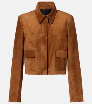 Nour Hammour Bleeker Cropped Suede Jacket - Brown