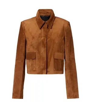 Nour Hammour Bleeker Cropped Suede Jacket