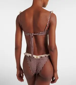 BANANHOT Angela Gingham Bikini Bottoms - Brown