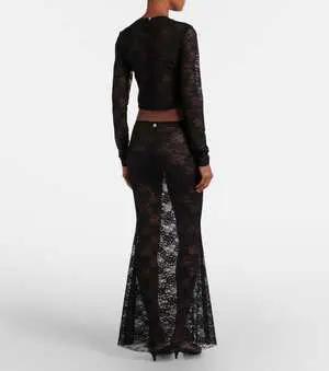 BANANHOT Rona Lace Midi Skirt - Black