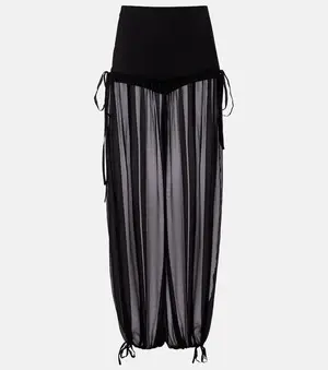NENSI DOJAKA Mesh-trimmed Silk Balloon Pants