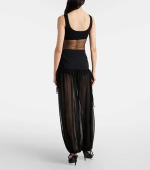 NENSI DOJAKA Mesh-trimmed Silk Balloon Pants