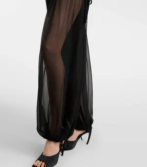 NENSI DOJAKA Mesh-trimmed Silk Balloon Pants