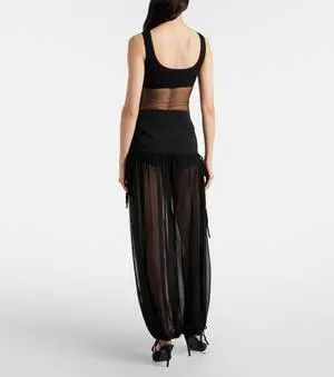 NENSI DOJAKA Mesh-trimmed Silk Balloon Pants