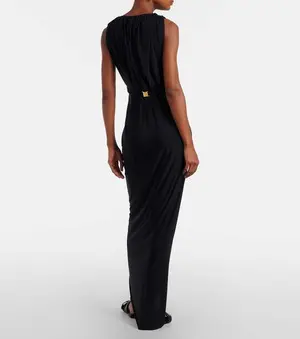 Balmain Embellished Jersey Maxi Dress - Black
