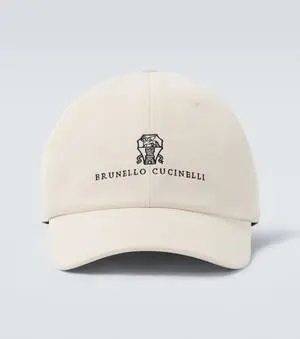Brunello Cucinelli Logo Cotton Gabardine Baseball Cap - White