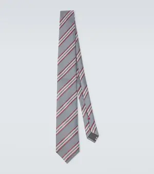 Brunello Cucinelli Silk Twill Tie Grey