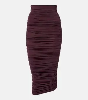 Wolford Draped Sheer High-rise Midi Skirt - Purple