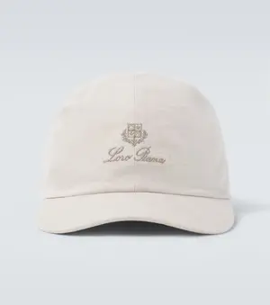 Loro Piana Logo Linen Baseball Cap Grey
