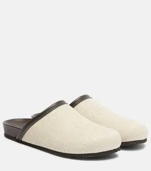Brunello Cucinelli Monili Leather-trimmed Mules