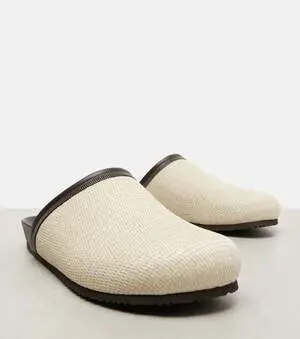 Brunello Cucinelli Monili Leather-trimmed Mules