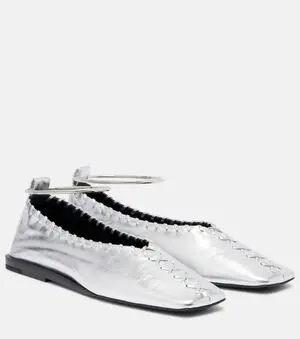 JIL SANDER Leather Ballet Flats - Silver