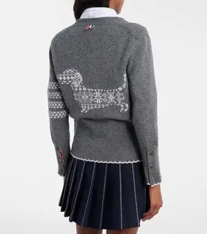 Thom Browne 4-bar Intarsia Virgin Wool Cardigan