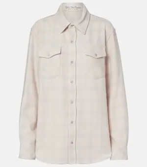 GOD'S TRUE CASHMERE Clarity Plaid Cashmere Shirt - Pink