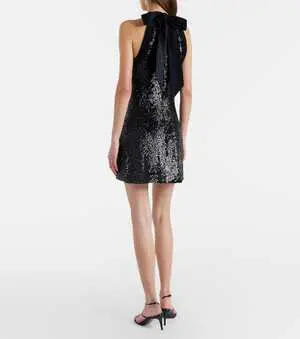 Simkhai Isla Sequined Halterneck Mini Dress - Black