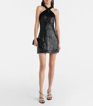 Simkhai Isla Sequined Halterneck Mini Dress