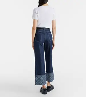 Tory Burch Monogram Wide-leg Jeans