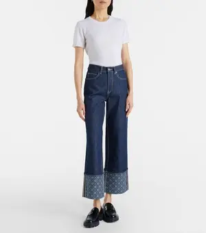 Tory Burch Monogram Wide-leg Jeans