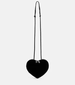 Alaïa Le Coeur Small Shearling Crossbody Bag - Black