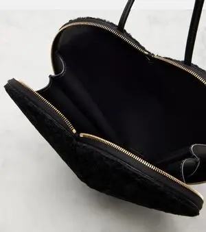 Alaïa Le Coeur Small Shearling Crossbody Bag - Black