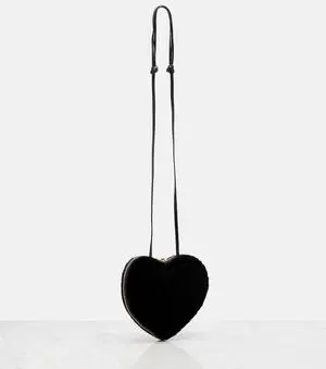 Alaïa Le Coeur Small Shearling Crossbody Bag - Black
