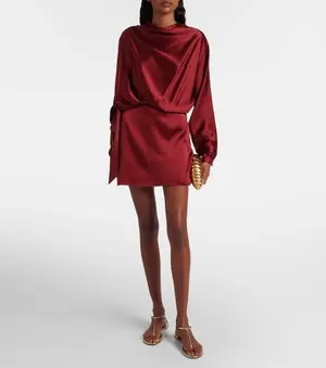 Staud Phoebe Silk-blend Satin Minidress - Red
