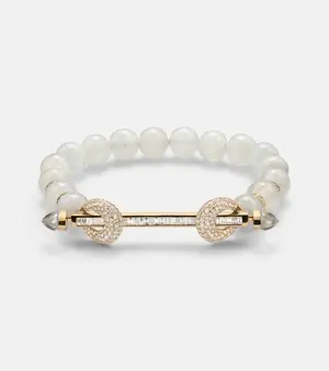 ANANYA Chakra Moonstone, Diamond And Quartz Bangle - White
