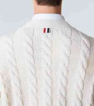 Thom Browne Cable-knit Virgin Wool Cardigan - White