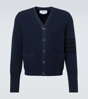 Thom Browne 4-bar Cotton Cardigan - Blue