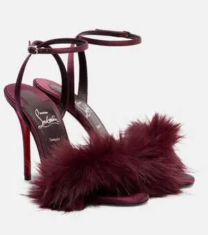 CHRISTIAN LOUBOUTIN Patchoulina 100 Crêpe Satin Sandals - Burgundy
