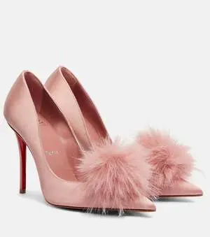 CHRISTIAN LOUBOUTIN Alana 100 Embellished Crêpe Satin Pumps - Pink