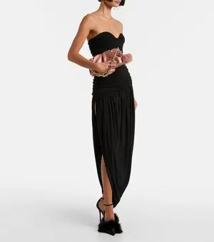 CHRISTIAN LOUBOUTIN Zanzee 100 Crêpe Satin Pumps With Feather Trim - Black