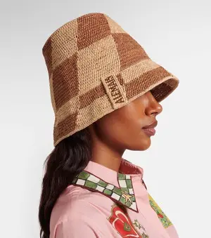 ALEMAIS Alémais Checked Raffia Bucket Hat
