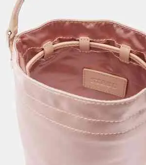 Staud Leather-trimmed Satin Bucket Bag - Pink