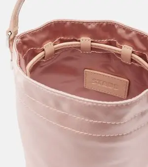 Staud Leather-trimmed Satin Bucket Bag - Pink