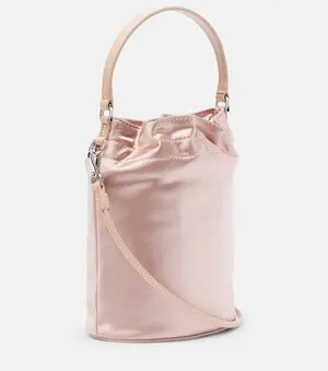 Staud Leather-trimmed Satin Bucket Bag - Pink